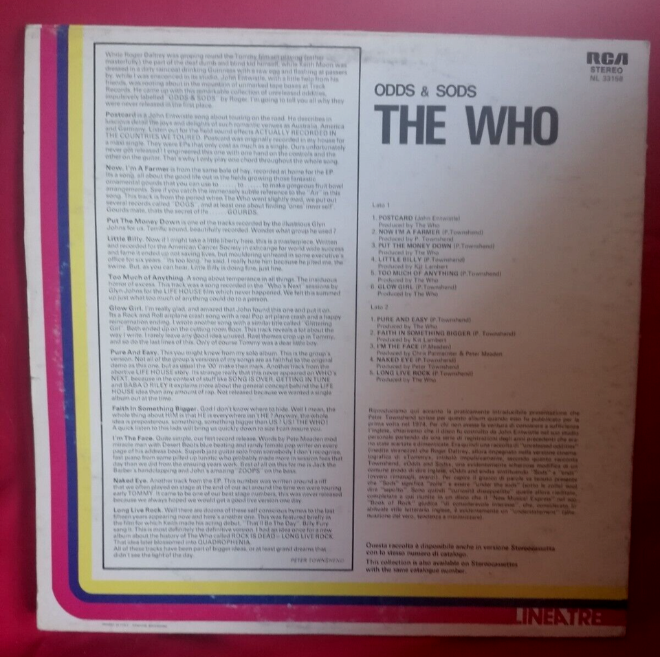 The Who Odds & Sods LP 1980 Italy Mint- First Pressing | eBay
