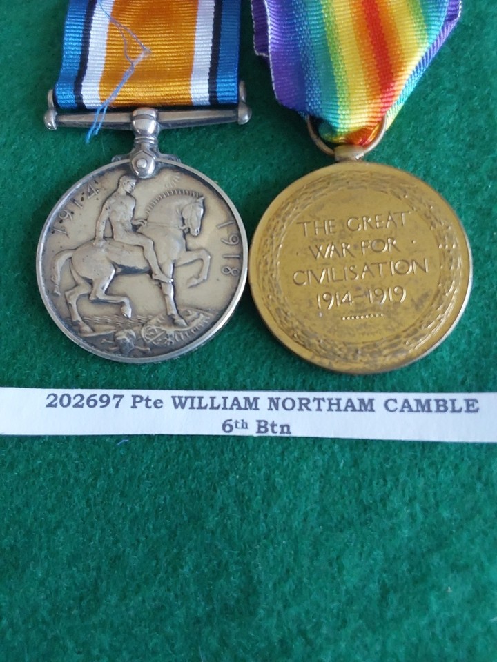 WW1 BWM & Victory Medal Pte Camble 6th Devons served Mesopotamia from ...