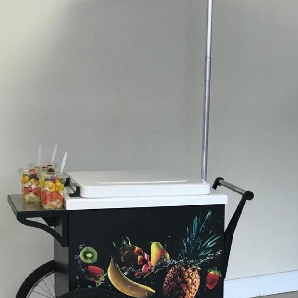 STREET VENDOR PUSH CART COOLER FRUIT BOWLS CART BEER CART MOBILE VENDOR ...