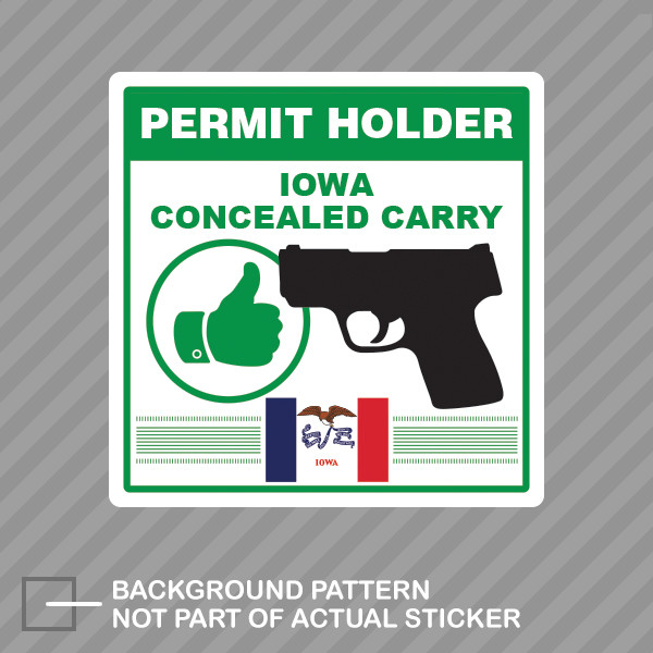 Iowa Concealed Carry Permit Holder Sticker Decal Vinyl 2a permited v2 ...