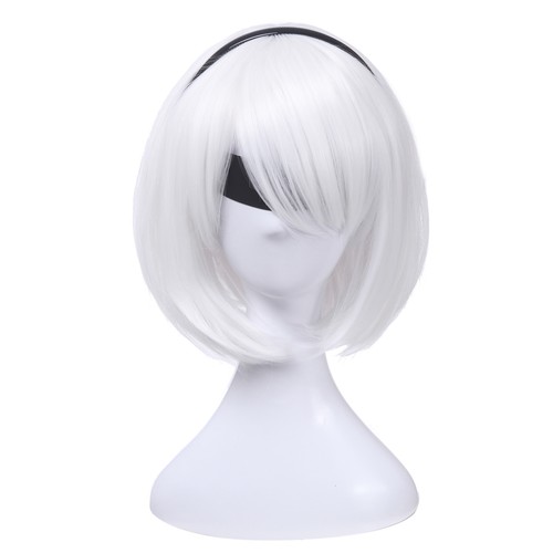 NieR Automata 2B YoRHa No. 2 Short Straight White Cosplay Wig | eBay