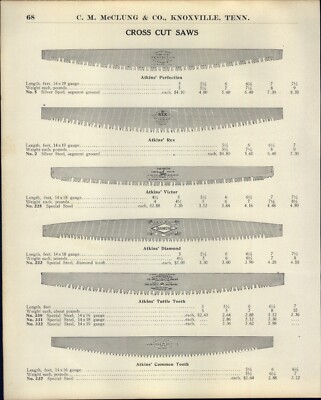 1915 PAPER AD 3 PG Cross Cut Saw Atkins Perfection Rex Victor Simonds ...