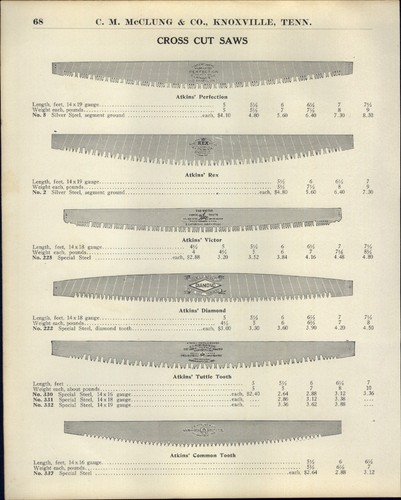 1915 PAPER AD 3 PG Cross Cut Saw Atkins Perfection Rex Victor Simonds ...