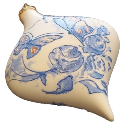 Rhyn Rivet- Pastel Floral- Porcelain Christmas Ornament- Med. Drop 4.5 ...