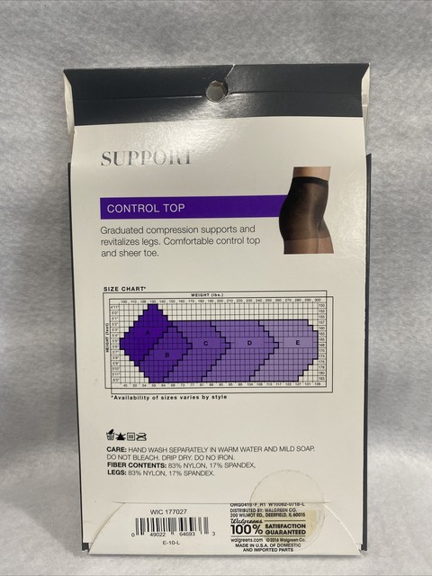 West Loop Support Control Top Sheer Toe Size B | off Black Pantyhose ...