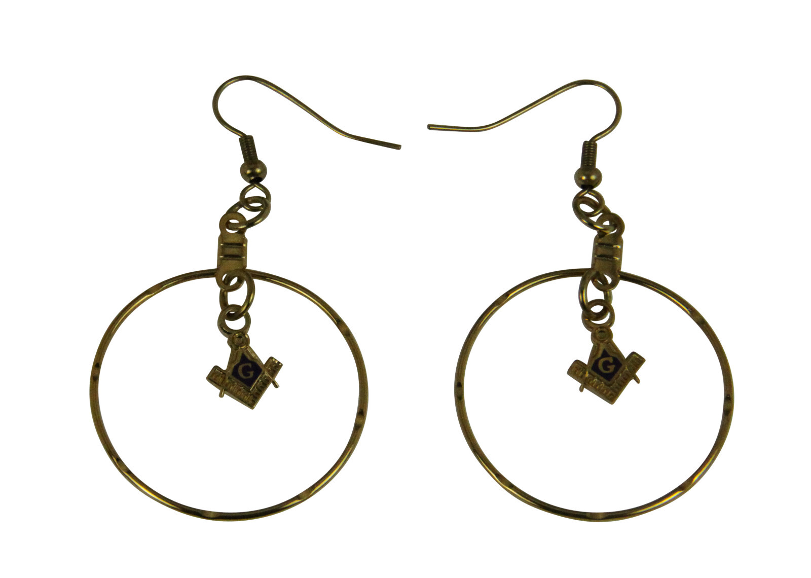 5030042 Set of Masonic Square & Compass Hoop Earrings Loop Blue Lodge ...
