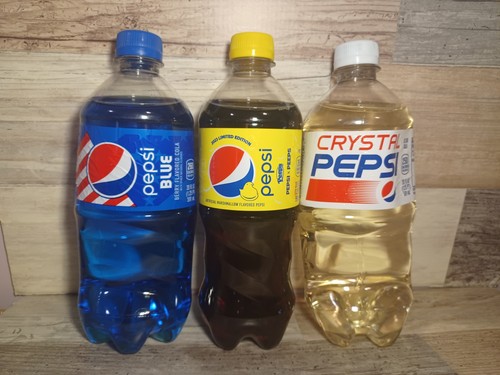 3 Rare Pepsi Sodas. Pepsi Blue Peeps X Pepsi Crystal Pepsi Unopened ...