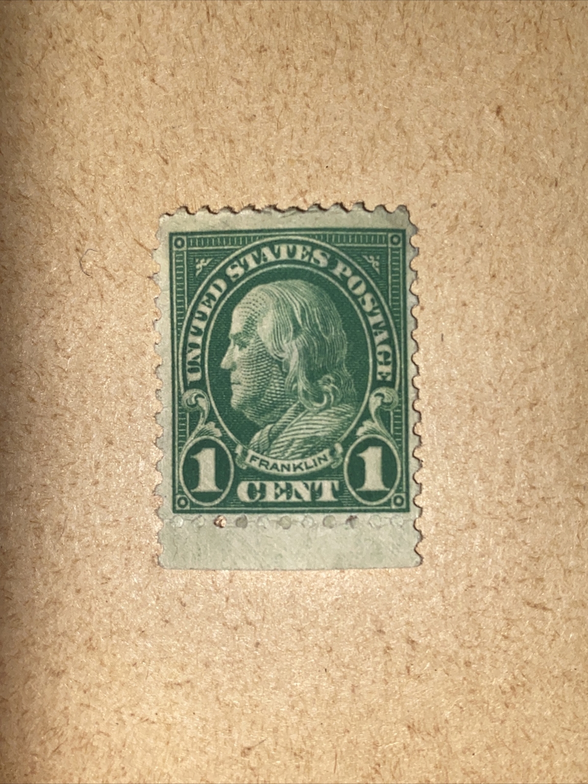 Benjamin Franklin One 1 Cent U.S. Stamp, 10 Perf Vertical, Imperf ...