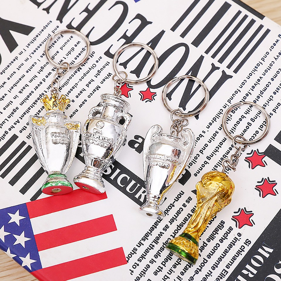 4pcs Mini Keychain Ring Resin Replica Trophy Football Soccer Sport ...