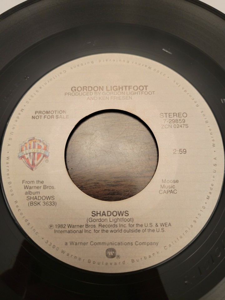 Warner Bros. Records Promo Gordon Lightfoot "Shadows" | eBay