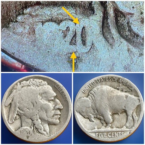 1920-P Buffalo Nickel. WDDO-001 Doubled Die Obverse. See Description ...