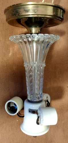 Crystal Glass USA 1920s Chandelier Lamp 11 inch Break Neck Body 3 Bulbs ...