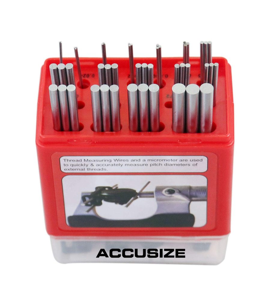 U.S. and Metric Thread Measuring Wire Set with Thread Measuring Wire ...