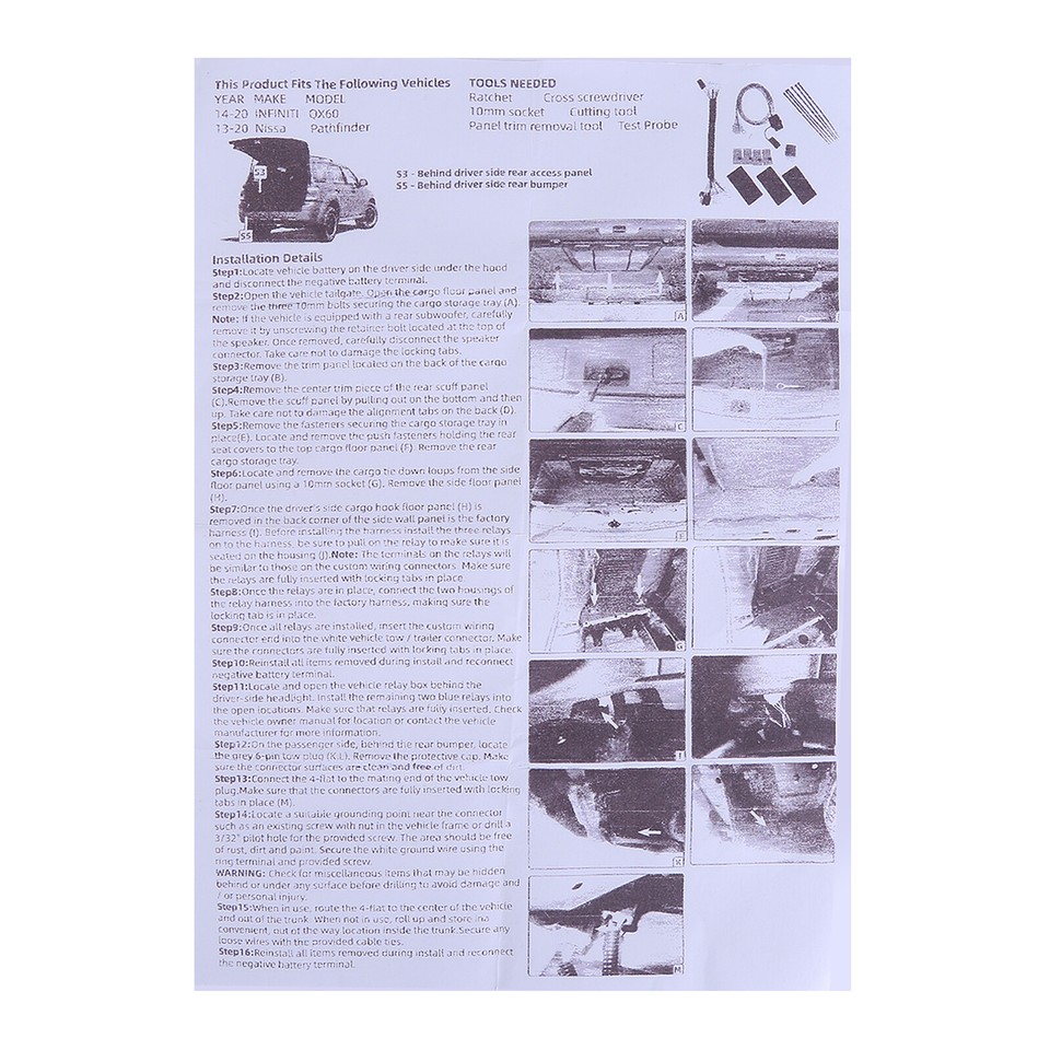 Custom Vehicle 4 Way Flat Trailer Wiring Harness Kit for Nissan ...