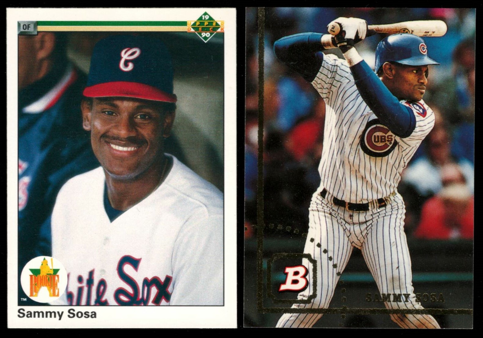 1990 Upper Deck Sammy Sosa Rookie Card RC & 1994 Bowman Lot Chicago ...