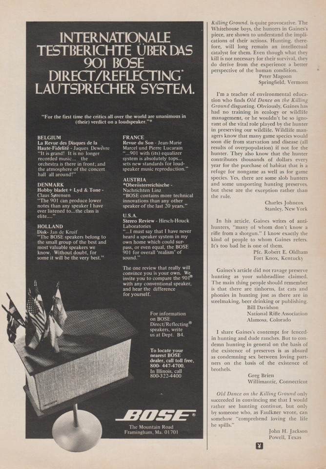 1975 Bose 901 Direct/Reflecting Speakers - Headline In German - Print ...