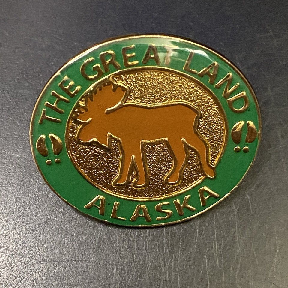 VTG The Great Land Alaska Alaskan Moose Hat Lapel Pin Souvenir | eBay