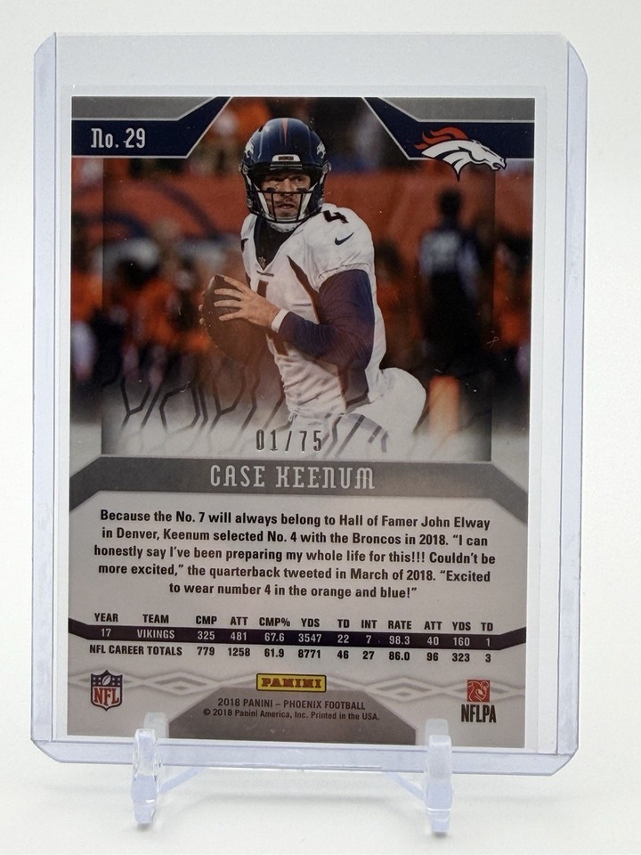 2018 Panini Phoenix Yellow /75 Case Keenum #29 | eBay