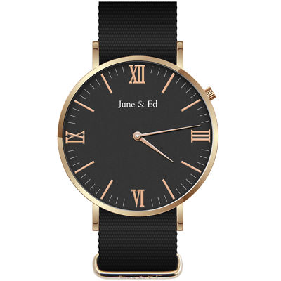 June & Ed Quartz Stainless Steel Men's Watch with Sapphire Crystal Dial ...