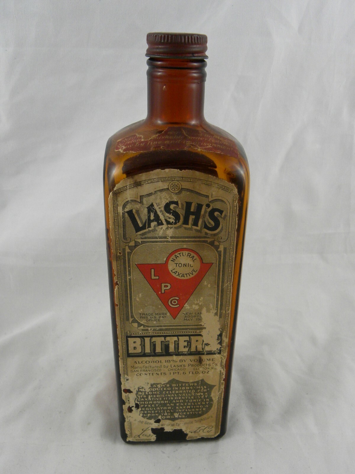 Vintage LASH'S Amber Brown Glass BITTERS Bottle | eBay