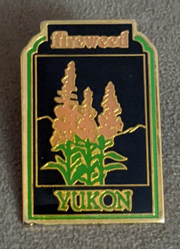 FIREWEED YUKON FLOWER TRAVEL SOUVENIR PIN BACK PINBACK CANADA CA RARE ...