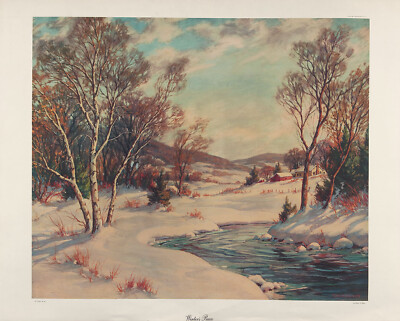 ROBERT W. WATSON Vintage & Rare Mid Century 1946 Halftone Litho WINTER ...