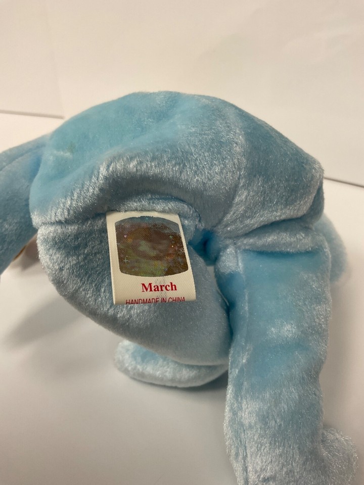 Ty Beanie Baby ~ March ~ 2002 Birthday Bear Blue With Hat ~ 4554 ~ (10 ...