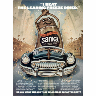 1973 Sanka Coffee: I Beat the Leading Freeze Dried Vintage Print Ad | eBay