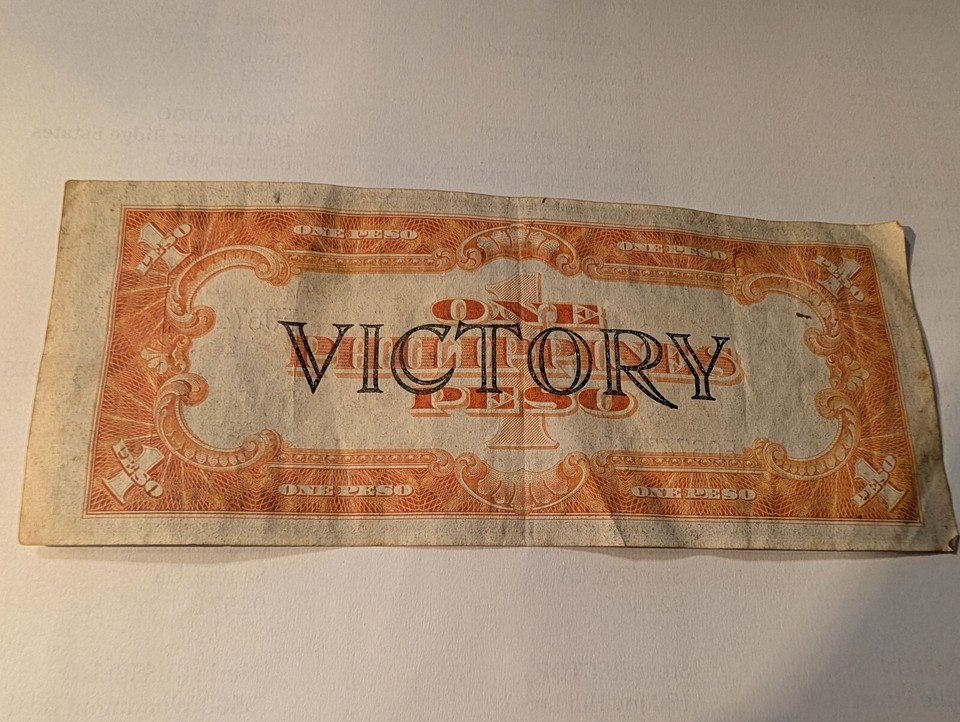 old currency note PHILIPPINES silver WWII Victory peso, series#66 ...