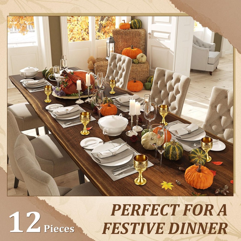 Nosiny 12 Pcs Mini Chalice Goblet Vintage Gold Goblet Copper Wine ...