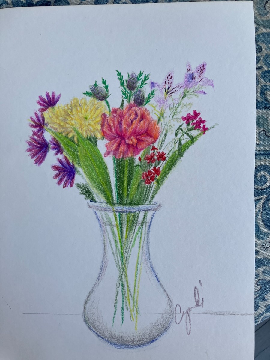 Vase Drawing Vase With Flowers Limited Edition Print From Folksy