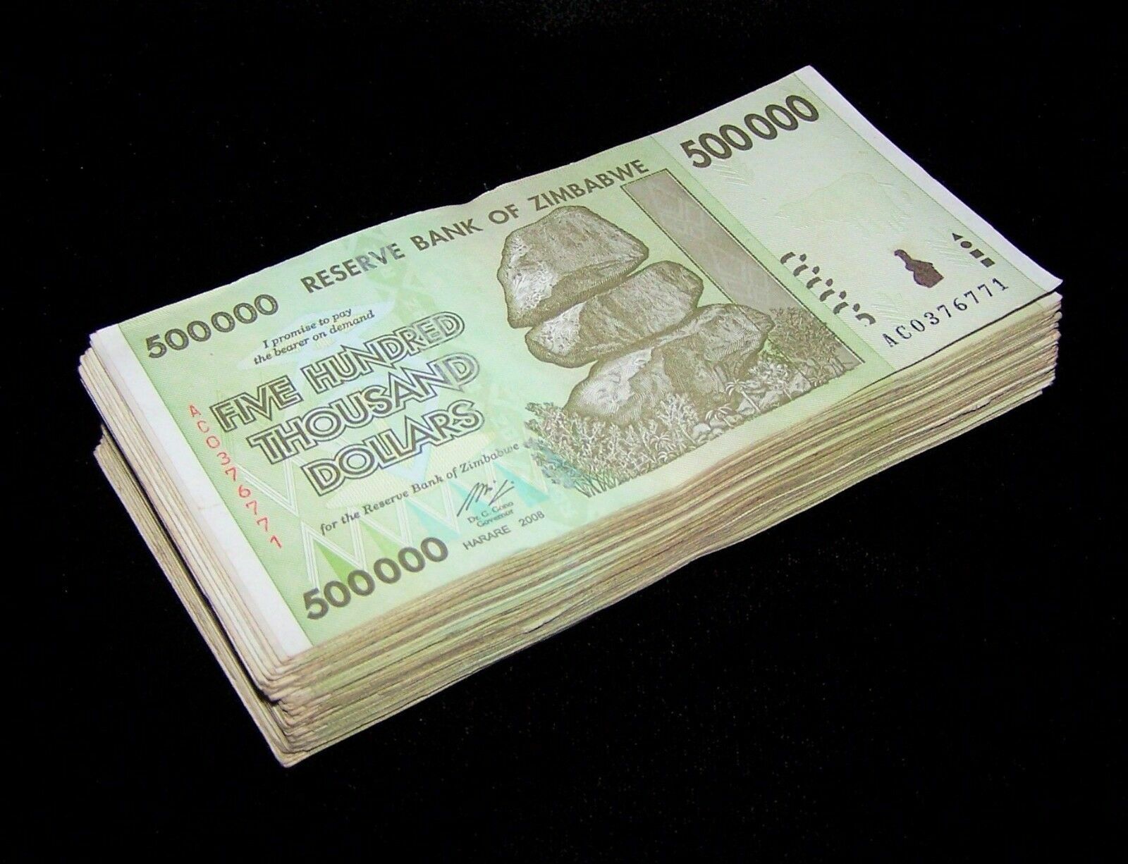 25 x Zimbabwe 500 Thousand(500000) Dollar banknotes-paper money ...