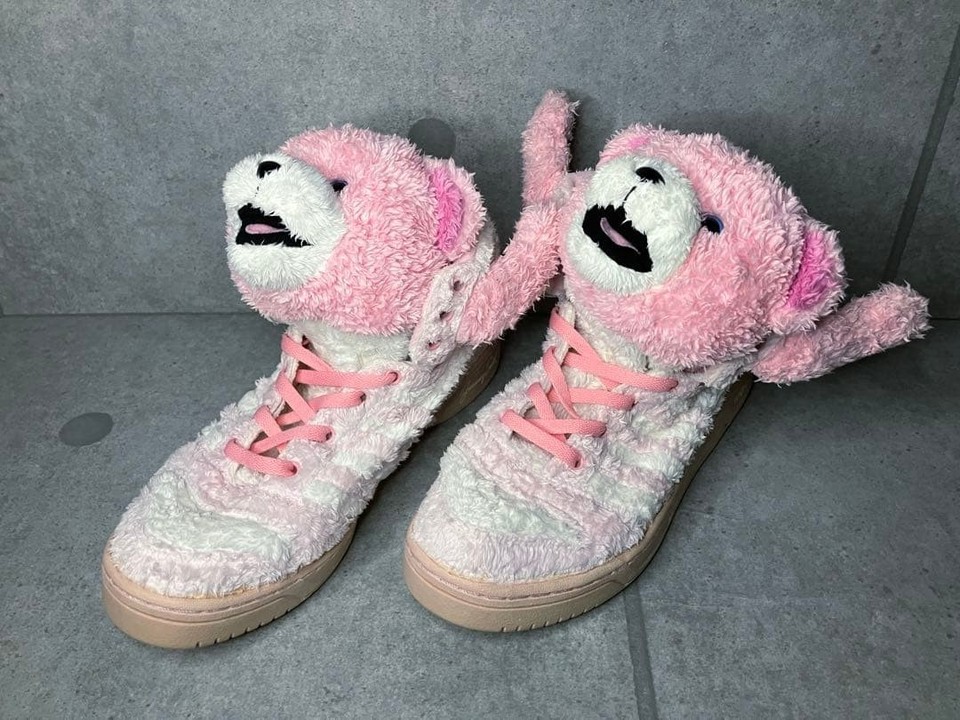 adidas Jeremy Scott High-Top Bear Pink Size US9 Rare JS Teddy Sneaker ...