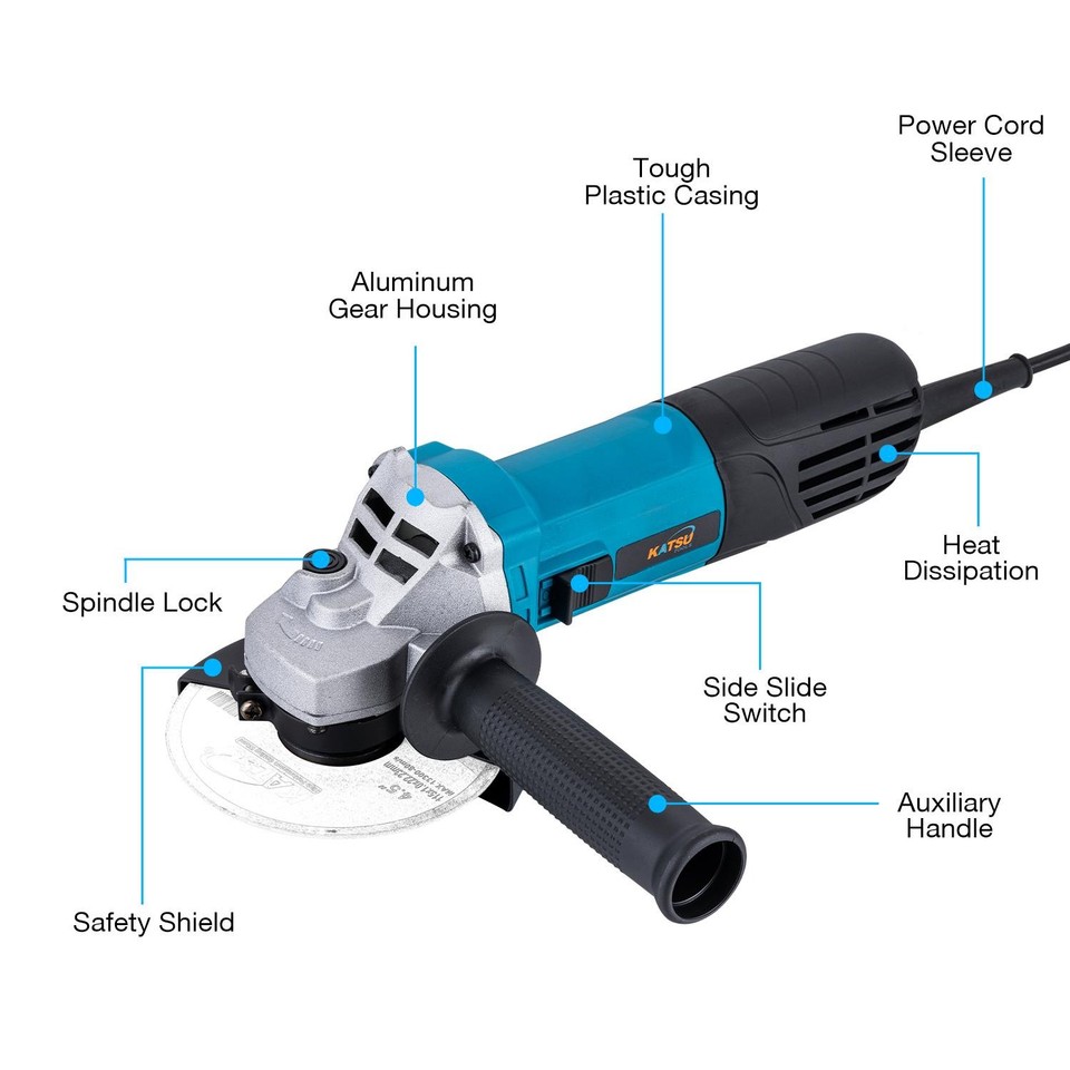 KATSU 720W Angle Grinder 115mm Budget Electric Tool UK 5056156063876 ...