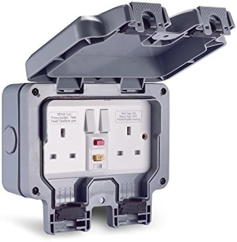 Outdoor Socket Weatherproof Storm RCD Socket Double Switched 13 A 2 ...