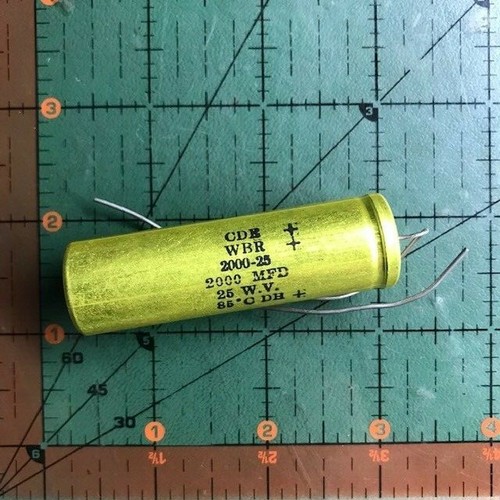 2000uF 25v CDE Electrolytic Axial Capacitor WBR2000-25 Industrial Long ...