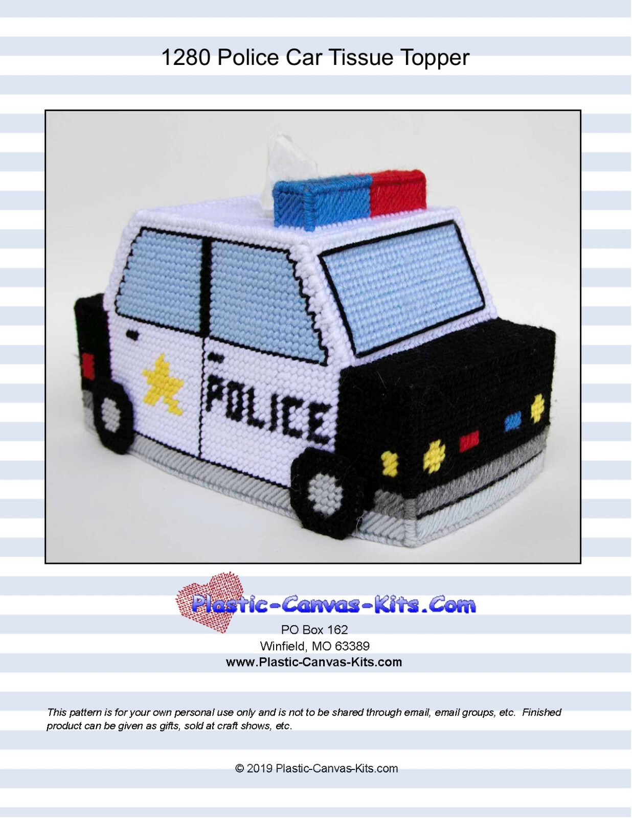 Police Car Tissue Topper-Plastic Canvas Pattern or Kit | eBay