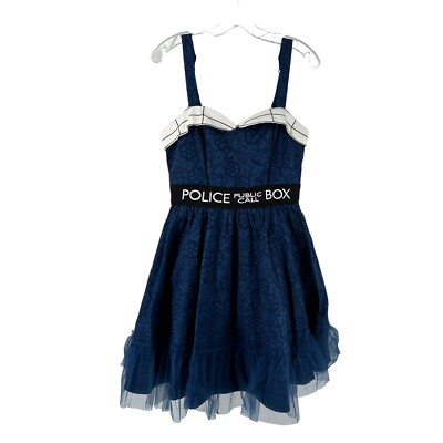 Dr Who Tardis Dress BBC Hot Topic Blue Tulle Ruffle Fit And Flare Size ...