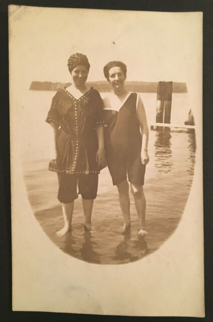 Vintage 1910 Rppc Photo 2 Women In Swimsuits In Berlin Germany Note In