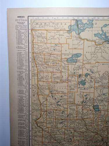1929 Vintage MINNESOTA Atlas Map Original Antique Rand McNally Premium ...