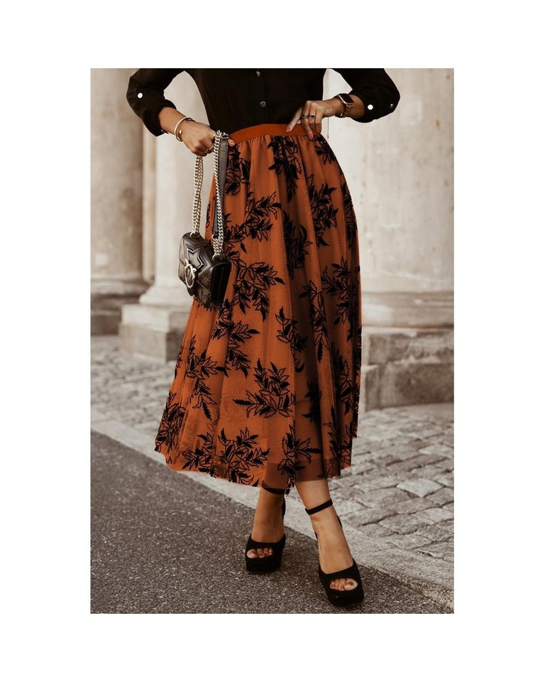 Azura Exchange Floral Print Skirt Women Gold Flame | eBay Australia