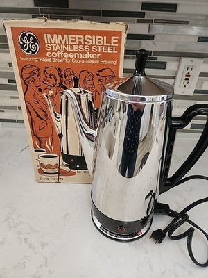 Vtg General Electric GE Stainless Steel 12-Cup Percolator Coffee Pot ...