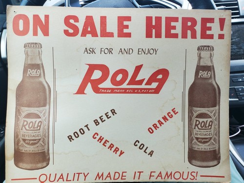 Rola Cola Sign- Original Vintage Soda Advertising- Good Condition Free ...