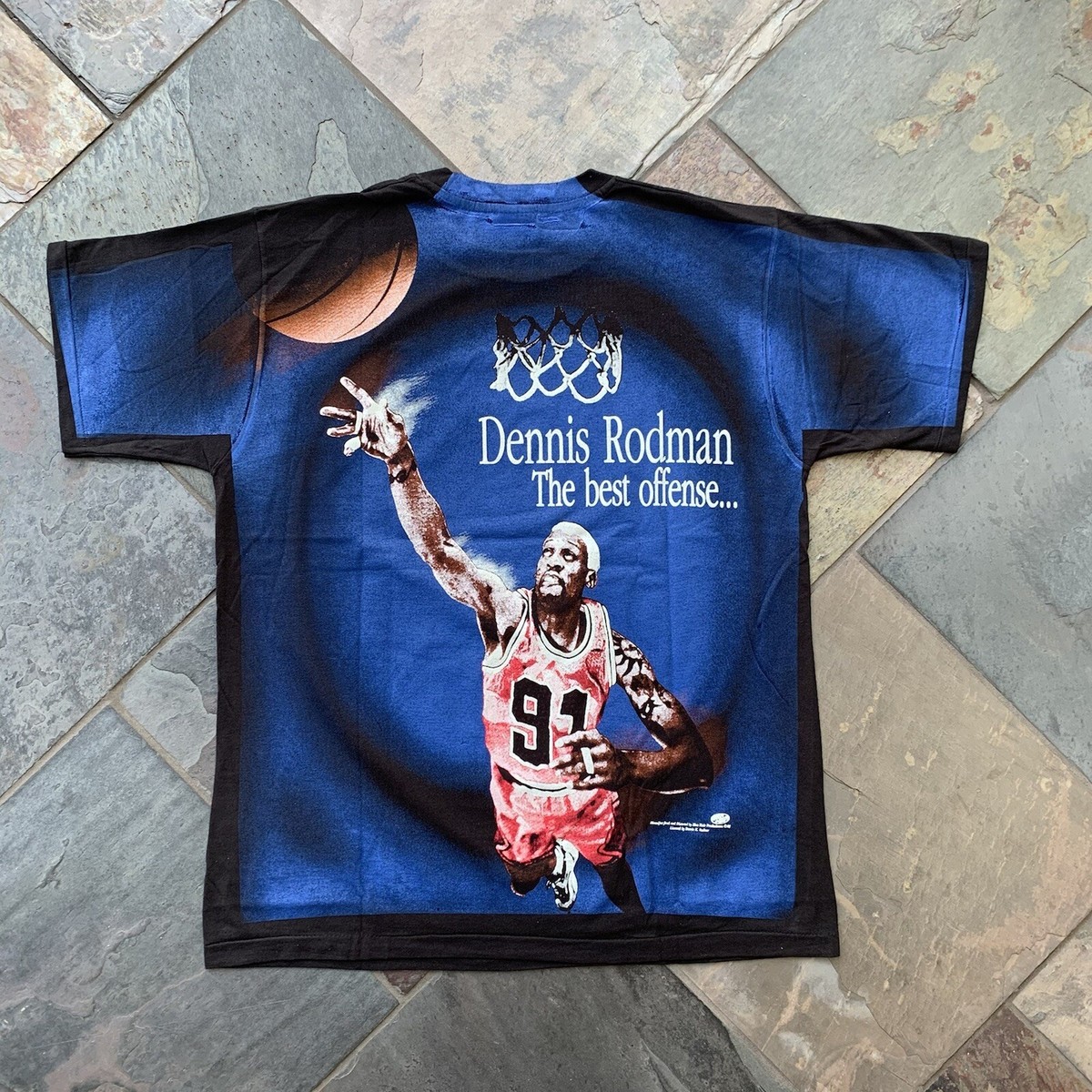 Vintage Chicago Bulls Dennis Rodman All Over Print 90's Rap Vintage Chicago Bulls Dennis Rodman All Over Print 90's Rap