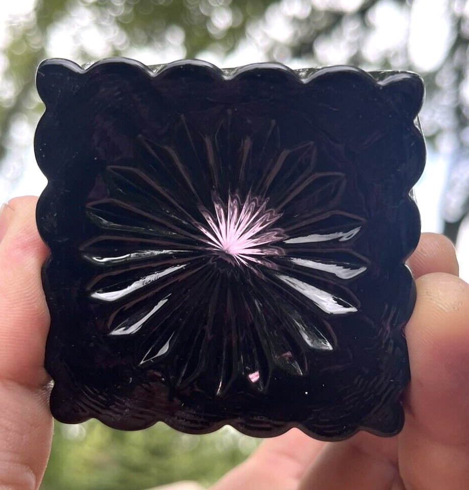 NICE DARK AMETHYST COLORED FANCY INK WELL PRESSED GLASS 2 1/4" 1910'S ...