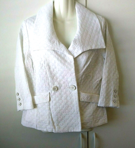 NEW CABI WHITE 3/4 SLEEVE STYLE 212 TEXTURED CLUB BLAZER JACKET M $89 ...