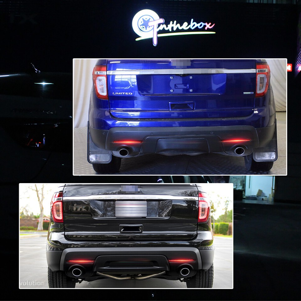 Black Lens LED Rear Bumper Reflectors Tail Lights For 2011-2015 Ford ...