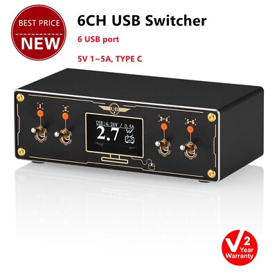 One Little Bear U6 6-Port Hub 6CH USB Switcher OLED Power Meter ...