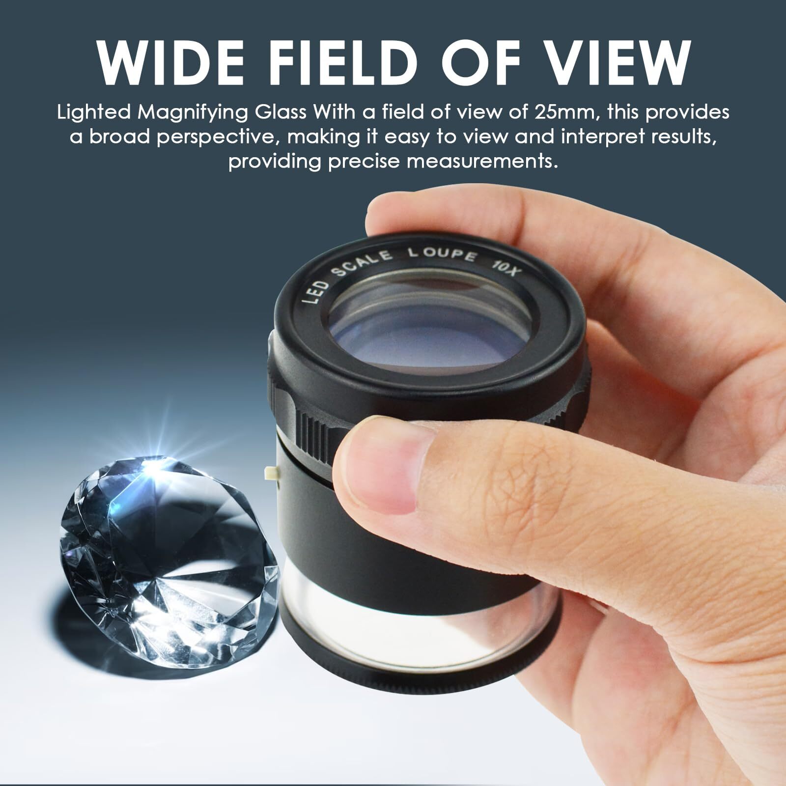 10x Jewelers Loupe with LED Reticle Scale Glass Pocket Magnifier for ...