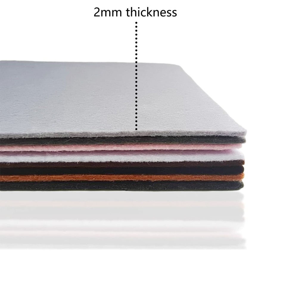 Stiff Felt, 2mm Thick Felt Sheets for Crafts, 8"x12" Hard Felt Fabric ...